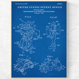 G1 Autobots Bluestreak Patent Prints, Blueprint Poster Decor for Boys ...