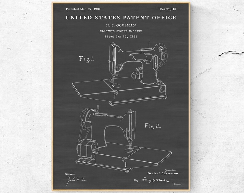 Singer Sewing Machine 1934 Patent Print. Sewing Room Decor. Seamstress ...