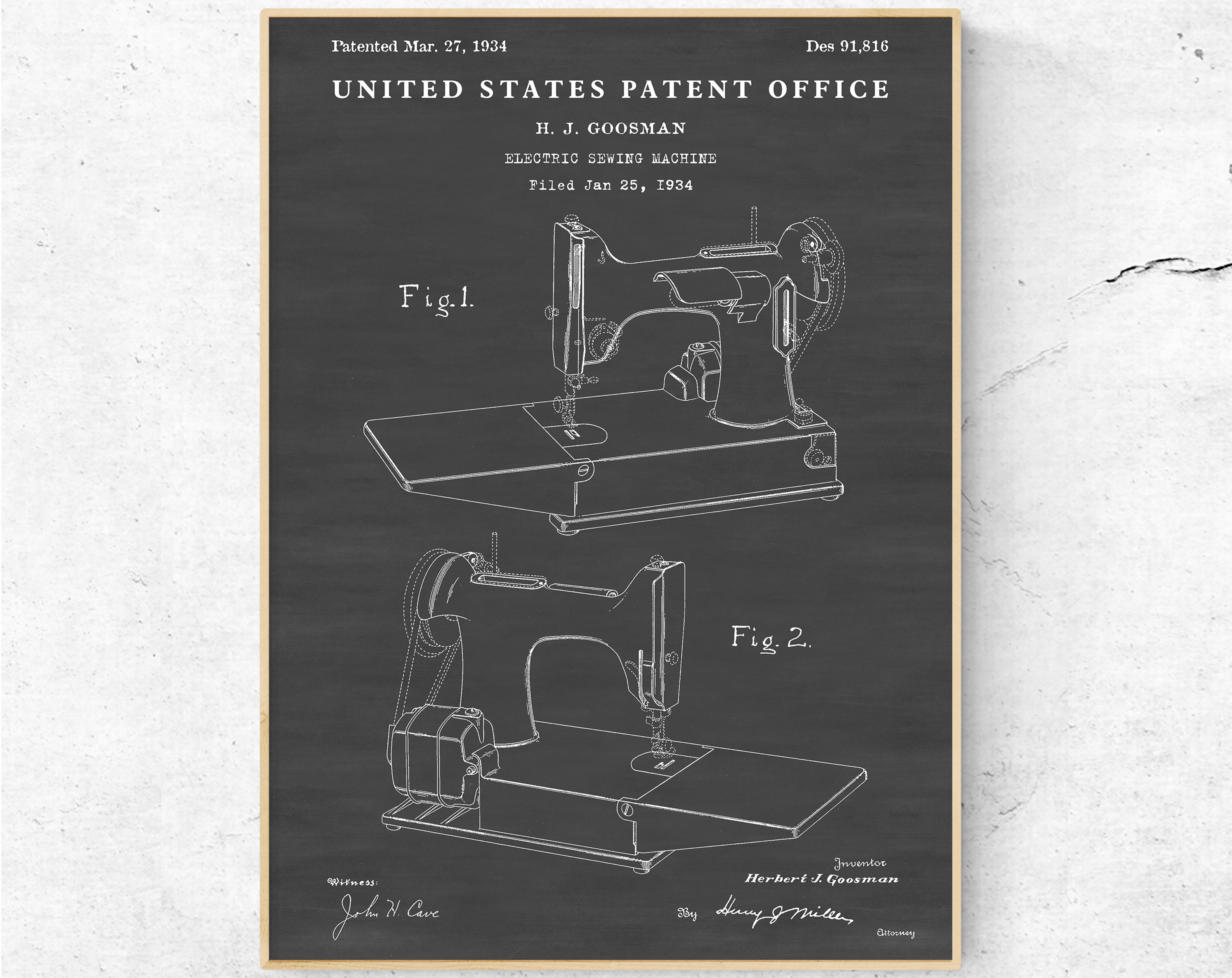 Singer Sewing Machine Patent Print. Sewing Room Decor. | Etsy