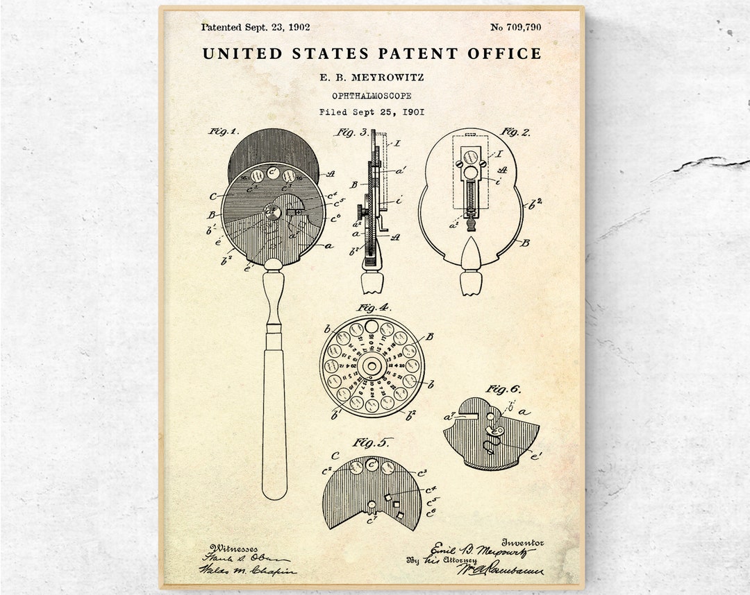 Ophthalmoscope Patent Poster. Optometry, Doctor Office Decor, Eye ...
