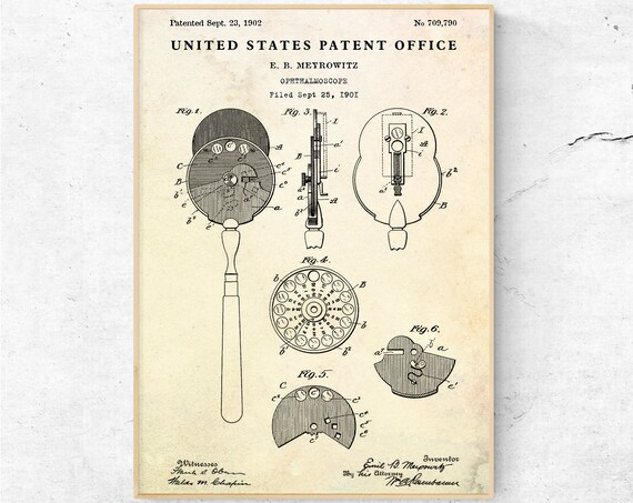Ophthalmoscope Patent Poster. Optometry Doctor Office Decor - Etsy