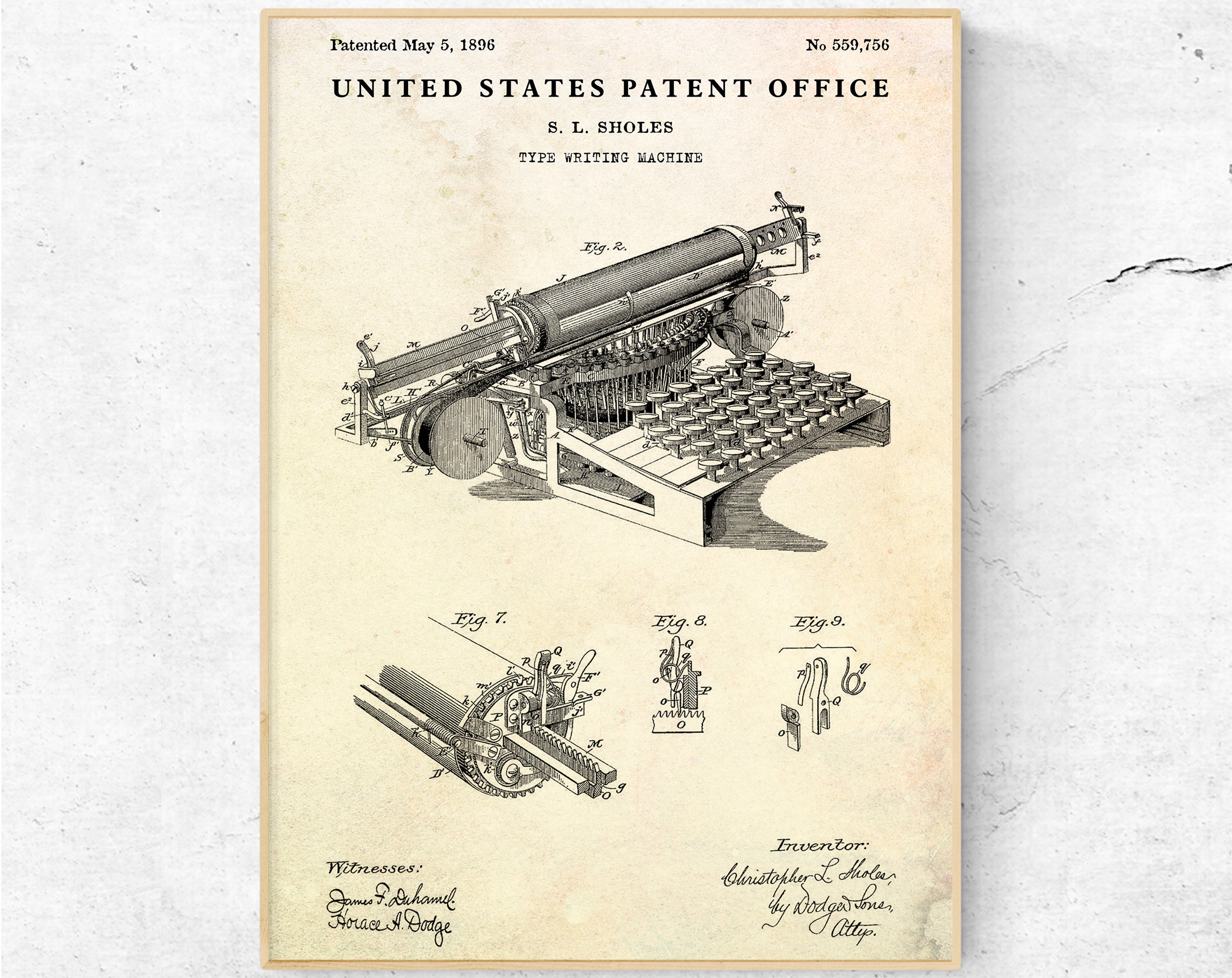 Type Writing Machine Patent Print. Vintage Qwerty Typewriter - Etsy