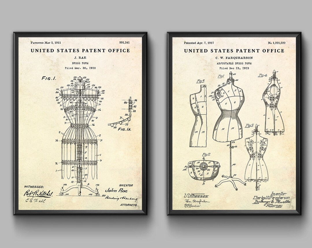 Adjustable Dress Form Patent Posters, Sewing Room Decor. Fashion ...
