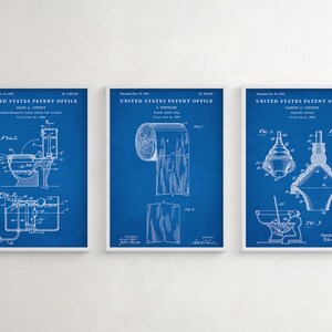 Bathroom Vintage Decor, Toilet Wall Art, Inventions Blueprint Posters ...
