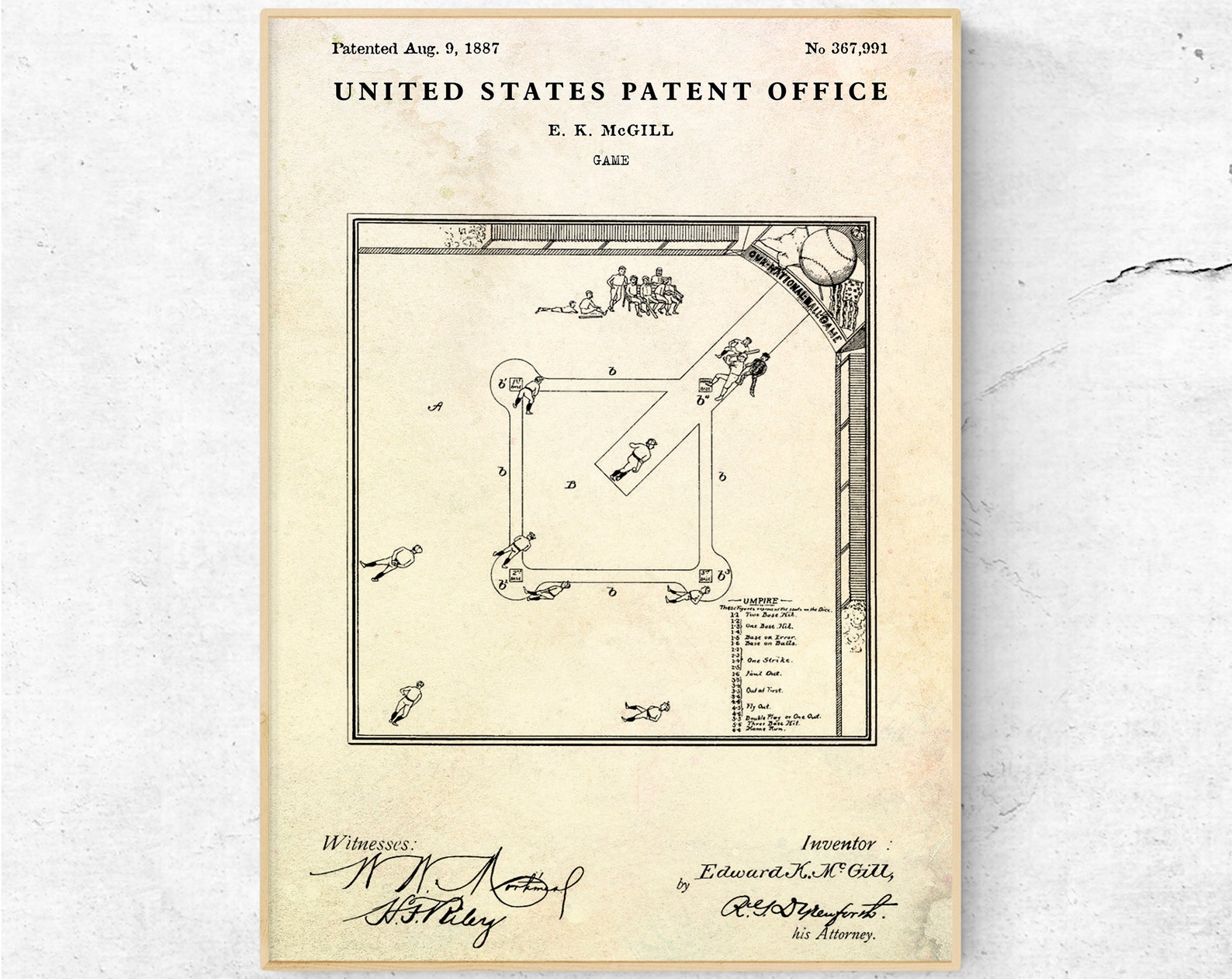 Baseball Game Patent Poster. Vintage Baseball Invention - Etsy