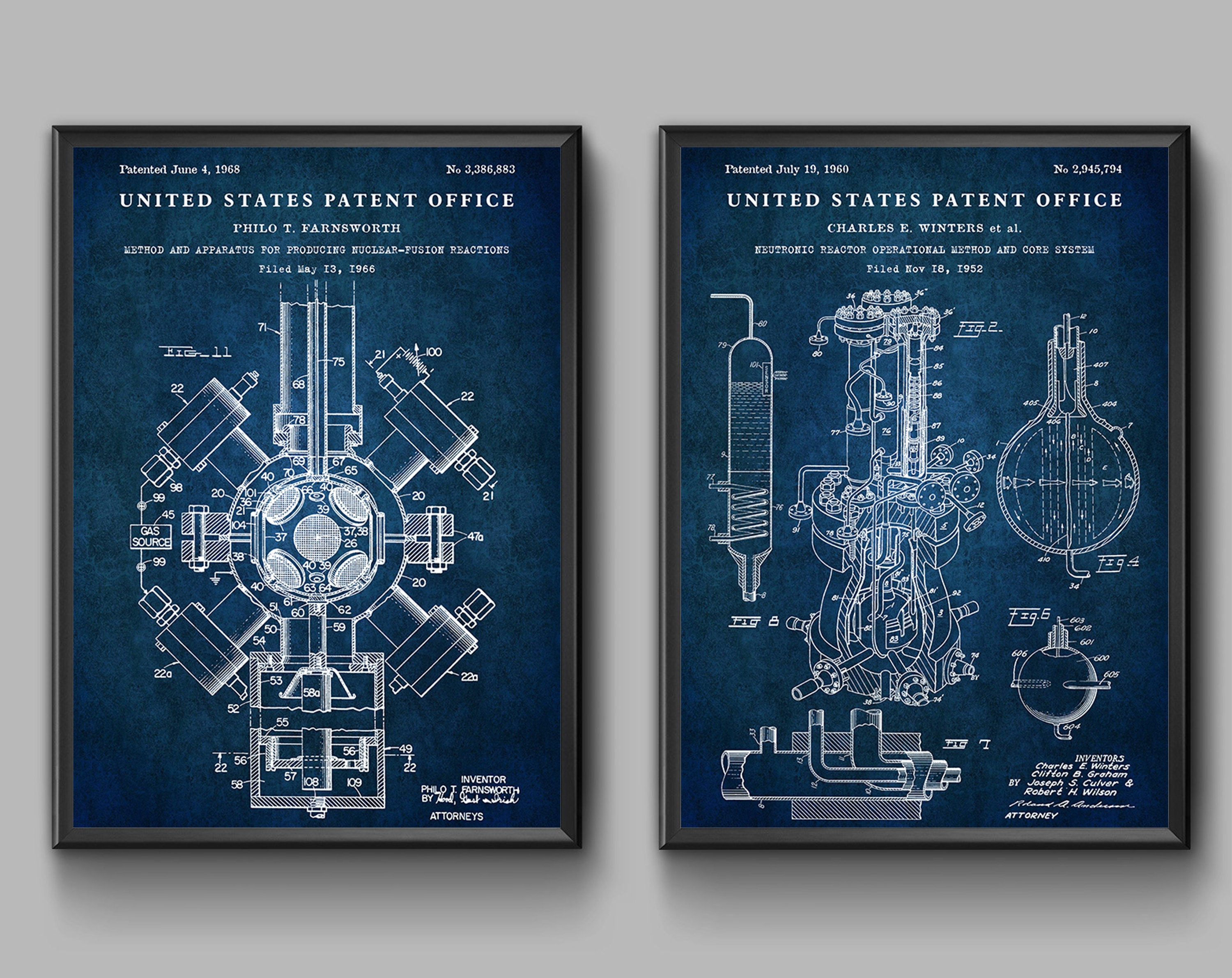 Nuclear Reactor Patent Wall Art. Fusion Inventions Blueprint Poster ...