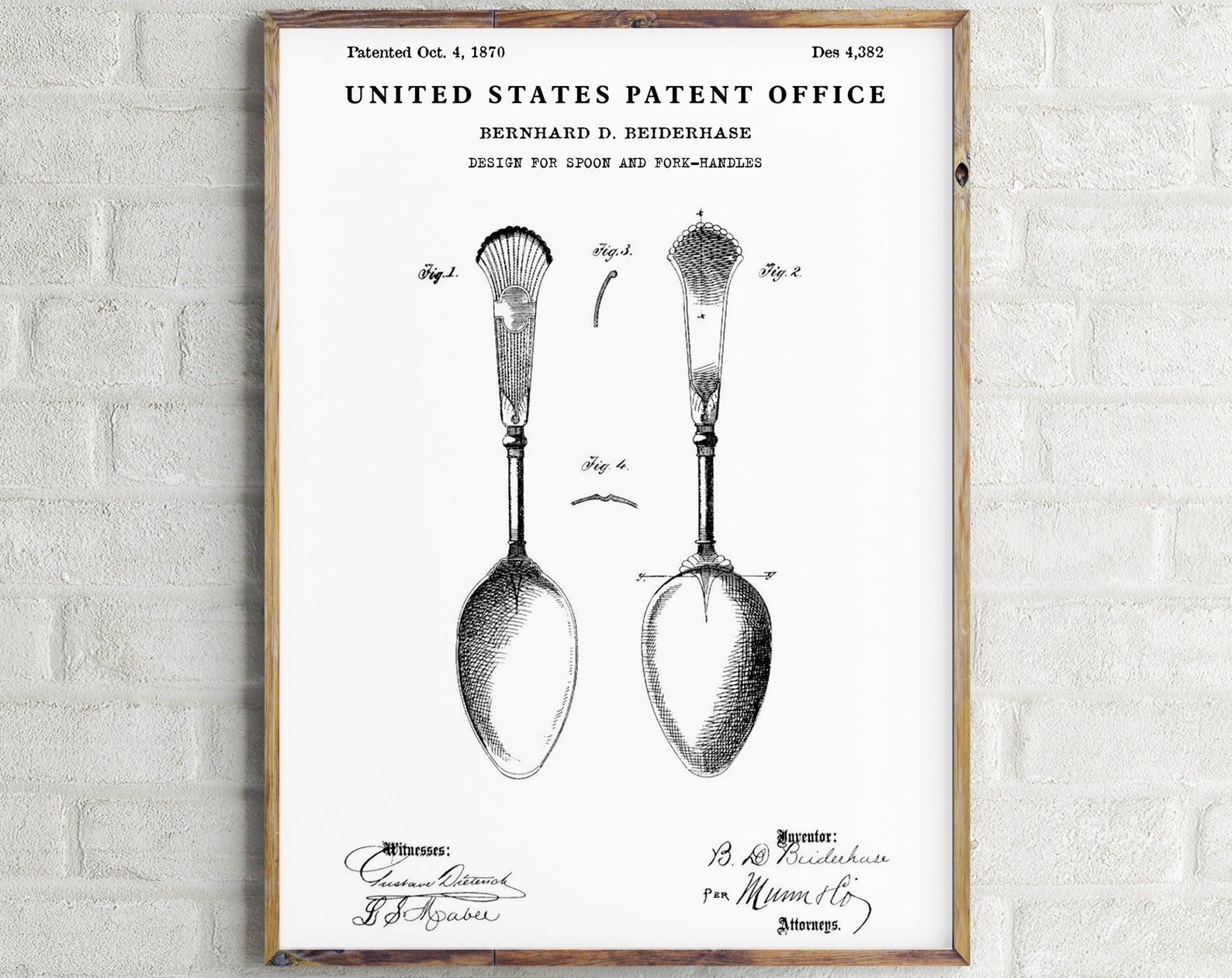 Spoon Vintage Patent Drawing Poster. Blueprint Wall Art | Etsy