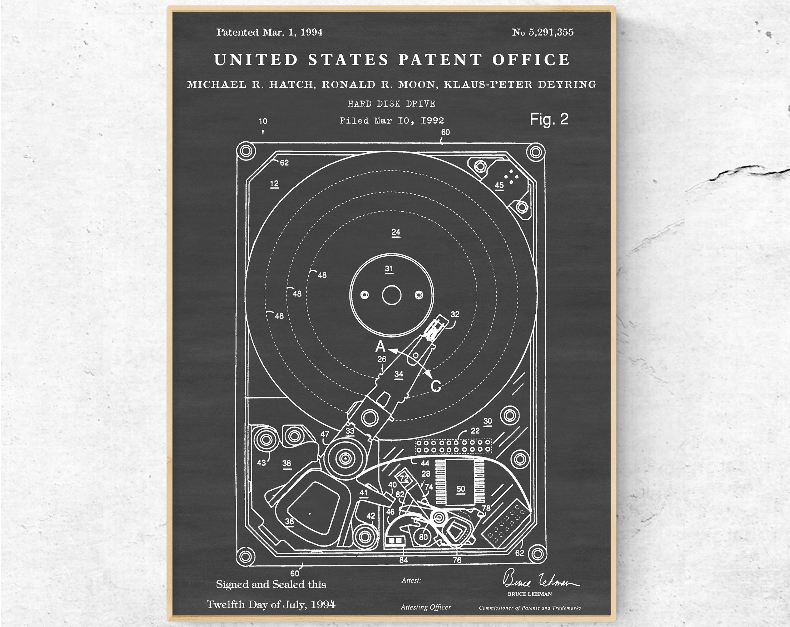 Hard Disk Drive Patent Print. Computer Inventions Wall Art Decor. HDD ...