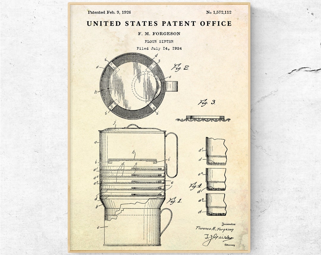 Flour Sifter 1926 Patent Drawing Print. Baking Inventions Blueprint ...