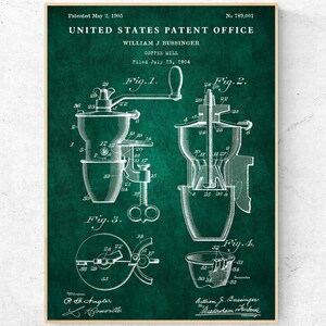 Coffee Mill 1905 Patent Print. Coffee Grinder Blueprint, Coffee Shop ...