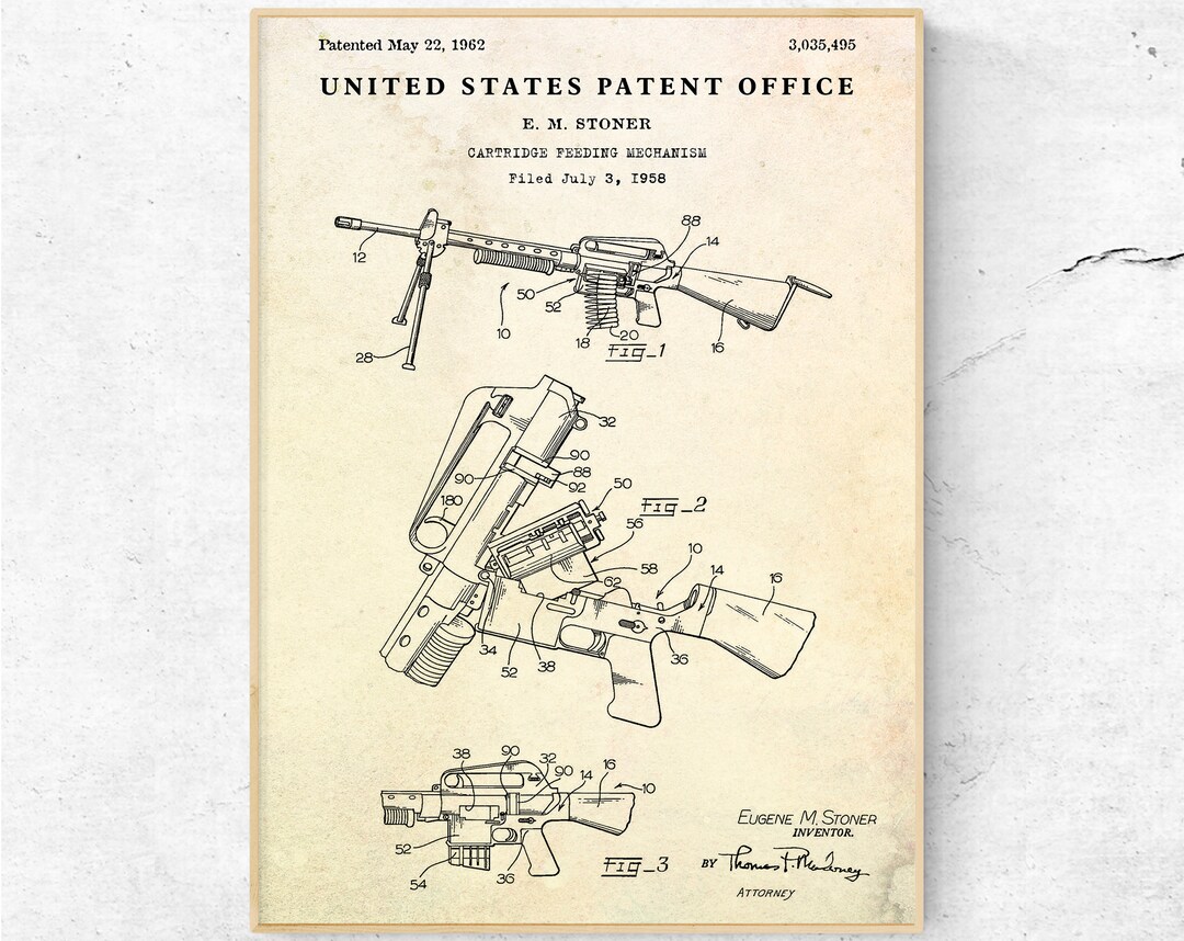 Machine Gun Patent Poster. Firearm Art Print. Gun Blueprint Wall Art - Etsy