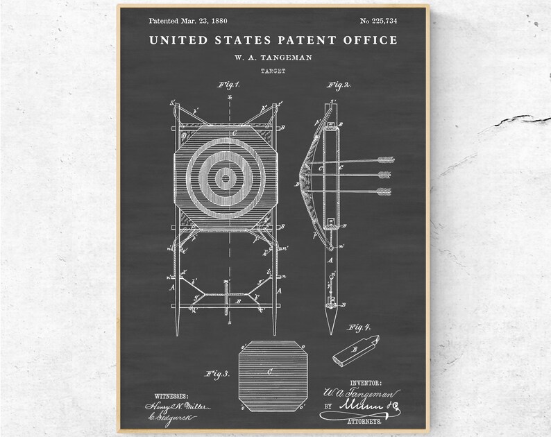 Archery Target 1880 Patent Print. Archery Antique Wall Art. Hunting ...