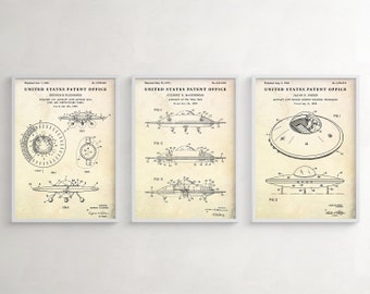 Flying Saucer Patent Art, UFO Wall Art, Space Exploration Poster ...