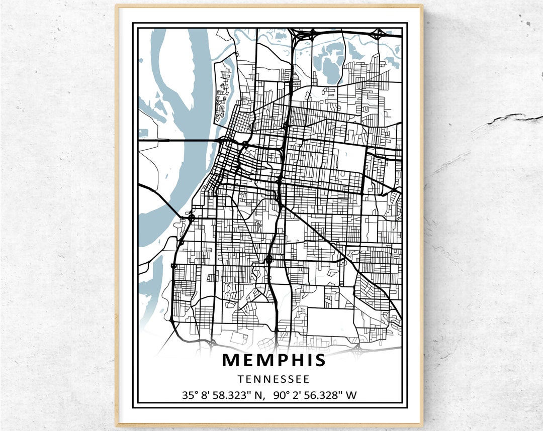 Memphis TN City Map Print, Modern Map Wall Art, Tennessee US Travel ...