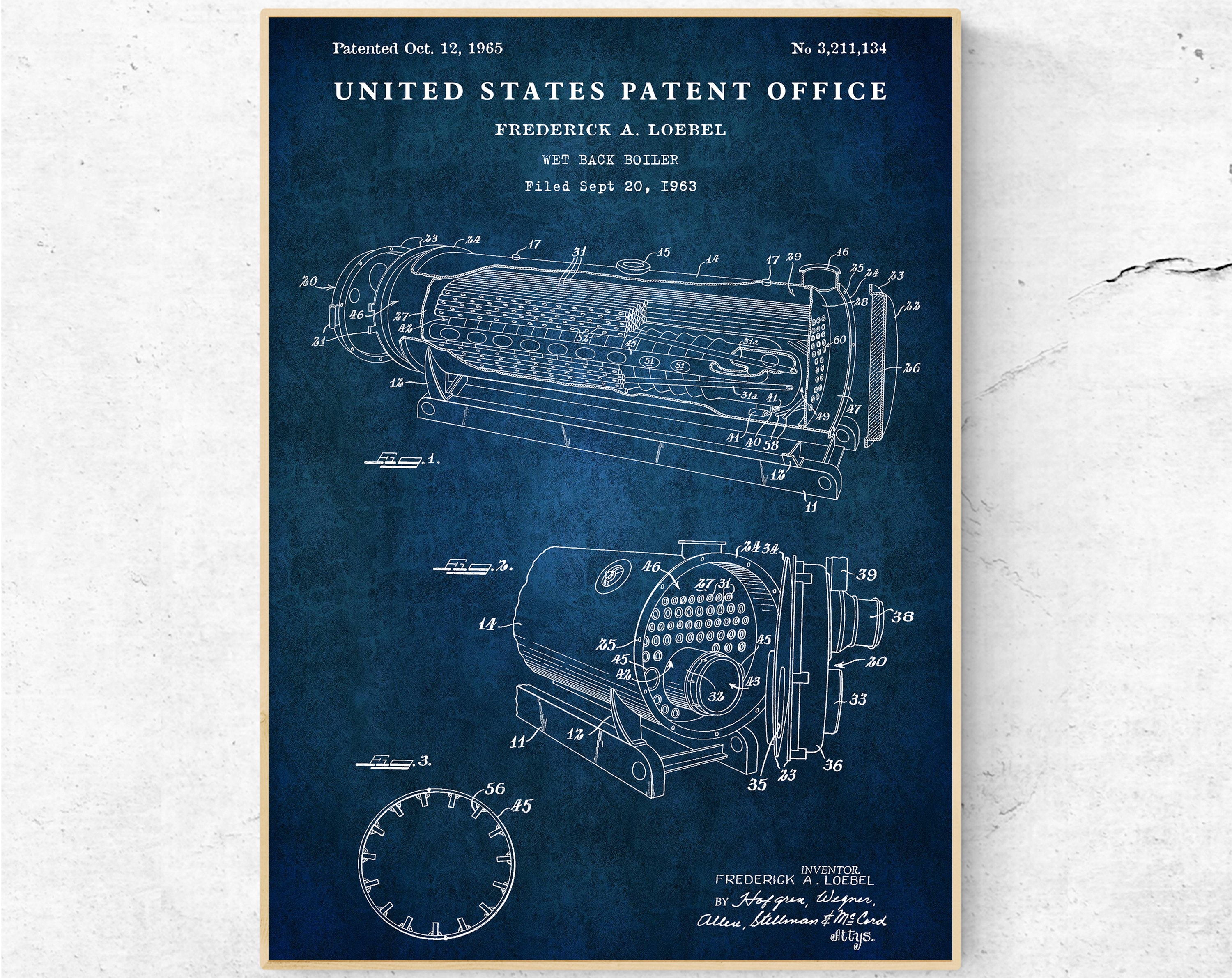 Water-back Boiler 1965 Patent Print. Water Heater Blueprint Poster ...