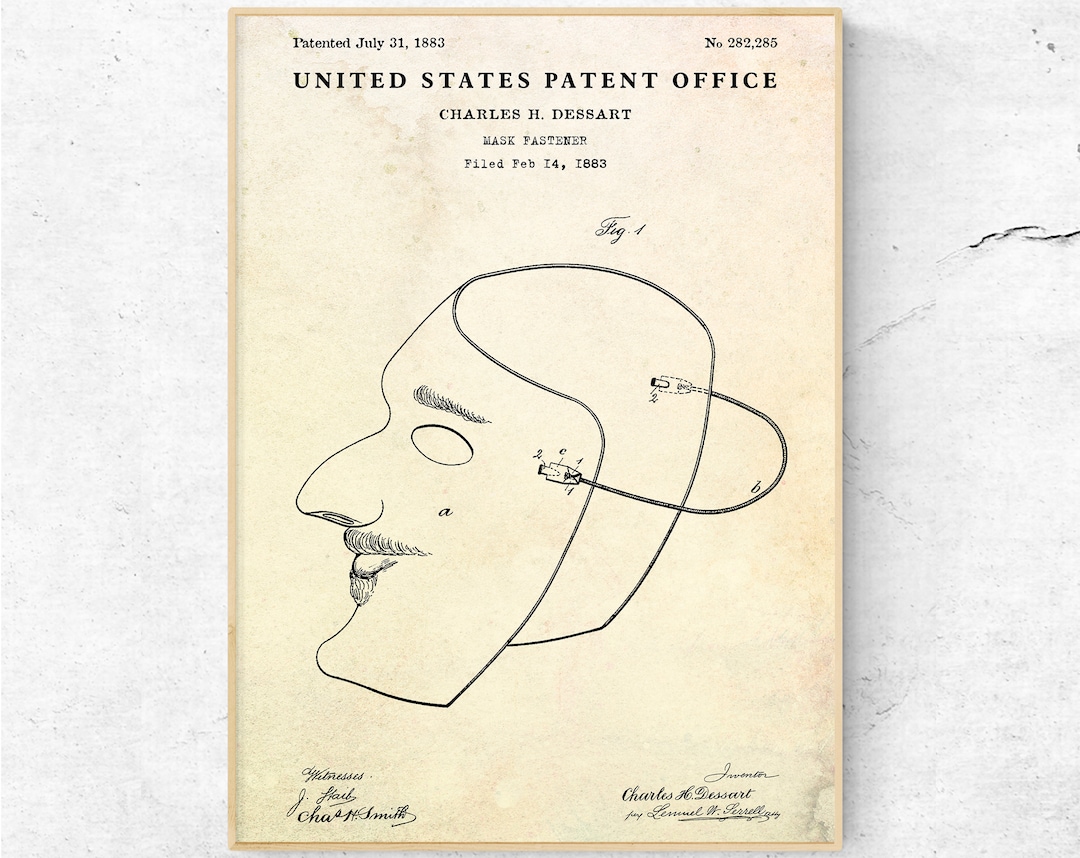 Thespian Mask 1883 Patent Print. Inventions Blueprint Poster. Theater ...