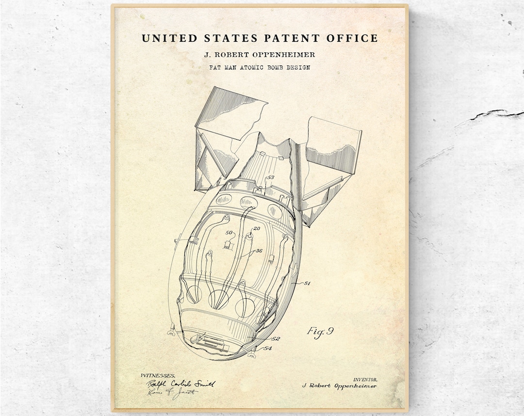 Atomic Bomb Fat Man Patent Print, WWII Inventions Blueprint Poster ...