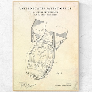 Atomic Bomb Fat Man Patent Print, World War Themed Weapons Invention ...