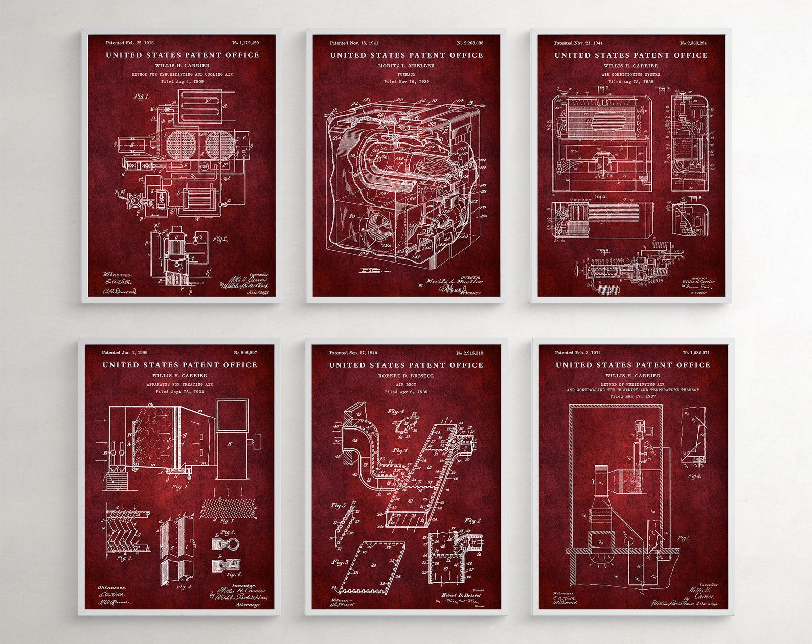 Air Conditioning Patent Wall Art. Ventilation, Heating Inventions ...