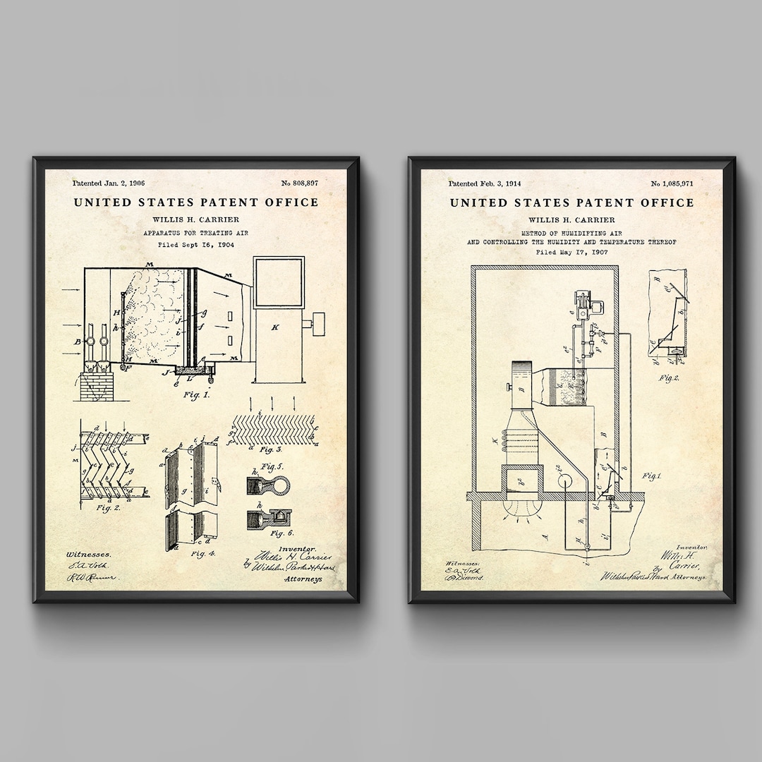First Air Conditioner Patent Wall Art. Air Conditioning Inventions ...