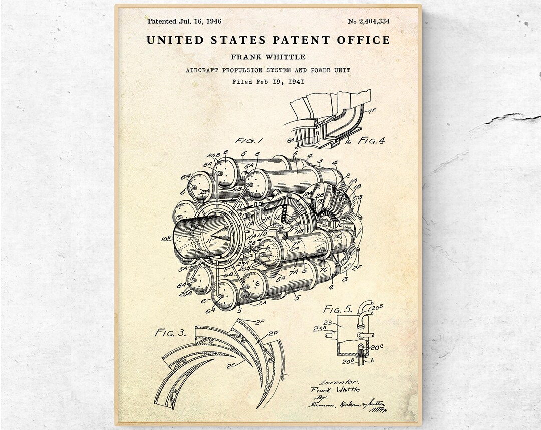 Aircraft Turbojet Engine 1946 Patent Print. Aviation Invention ...