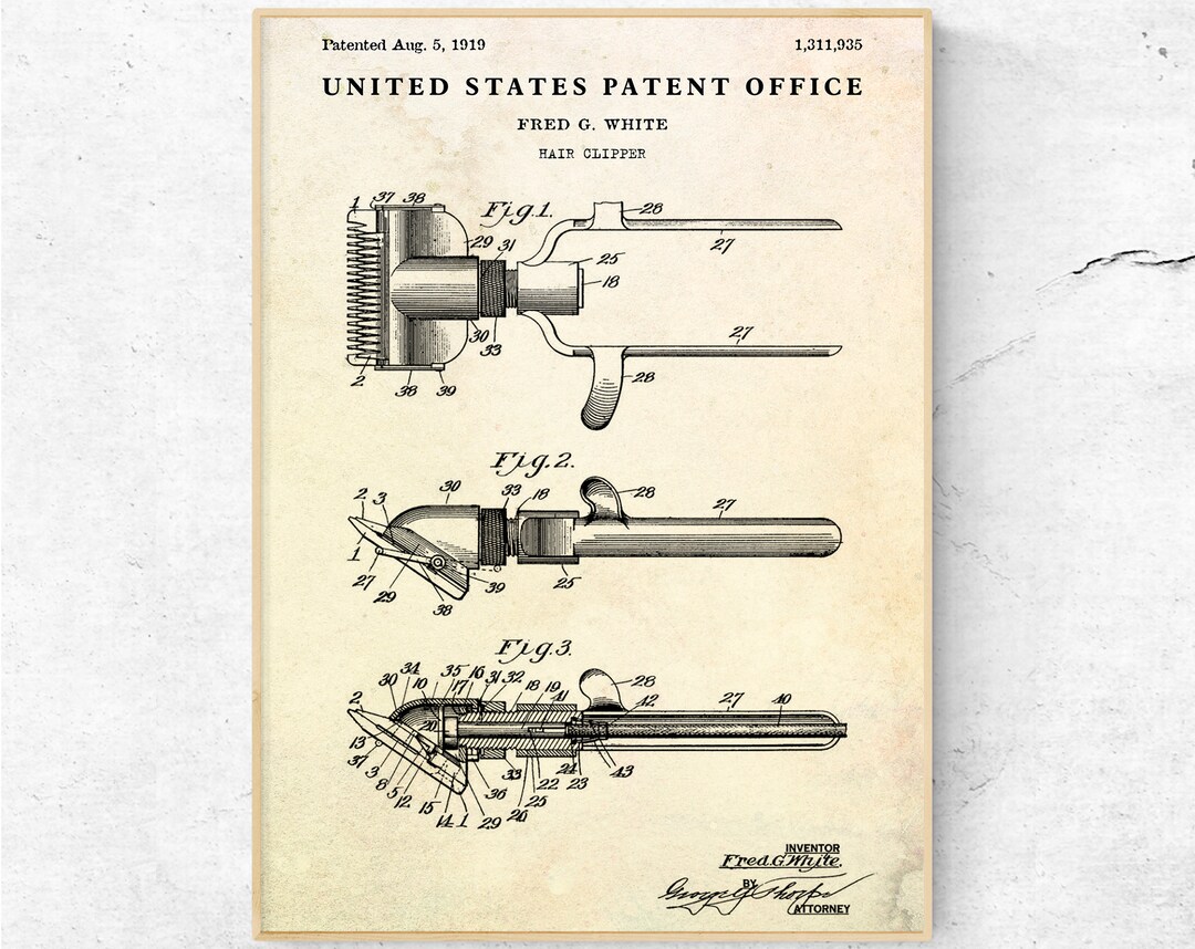 Hair Clipper Patent Print. Barber Shop Salon Vintage Decor. Hairdresser ...