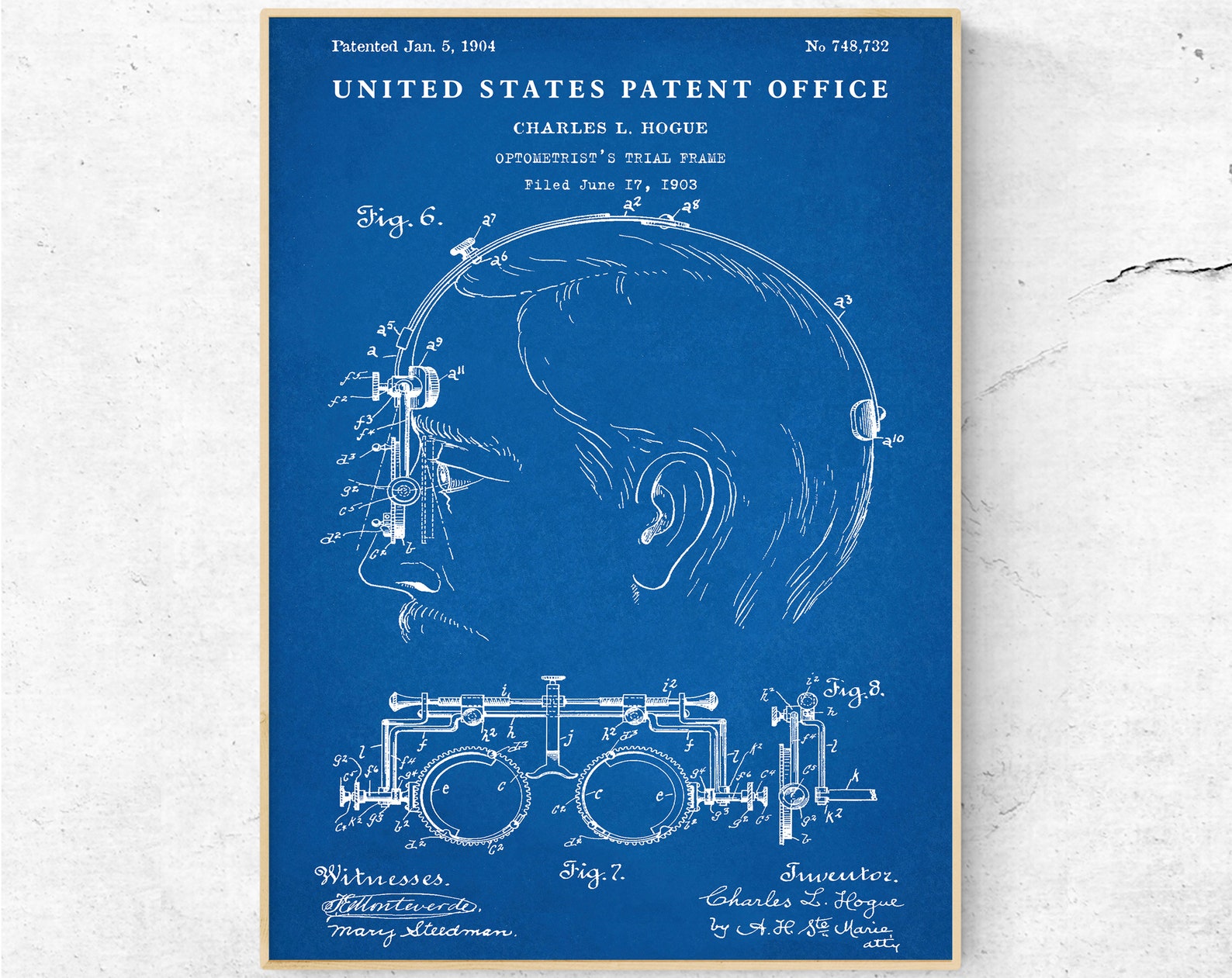 Optometrist Trial Frame Patent Print. Inventions Blueprint Poster. Eye ...