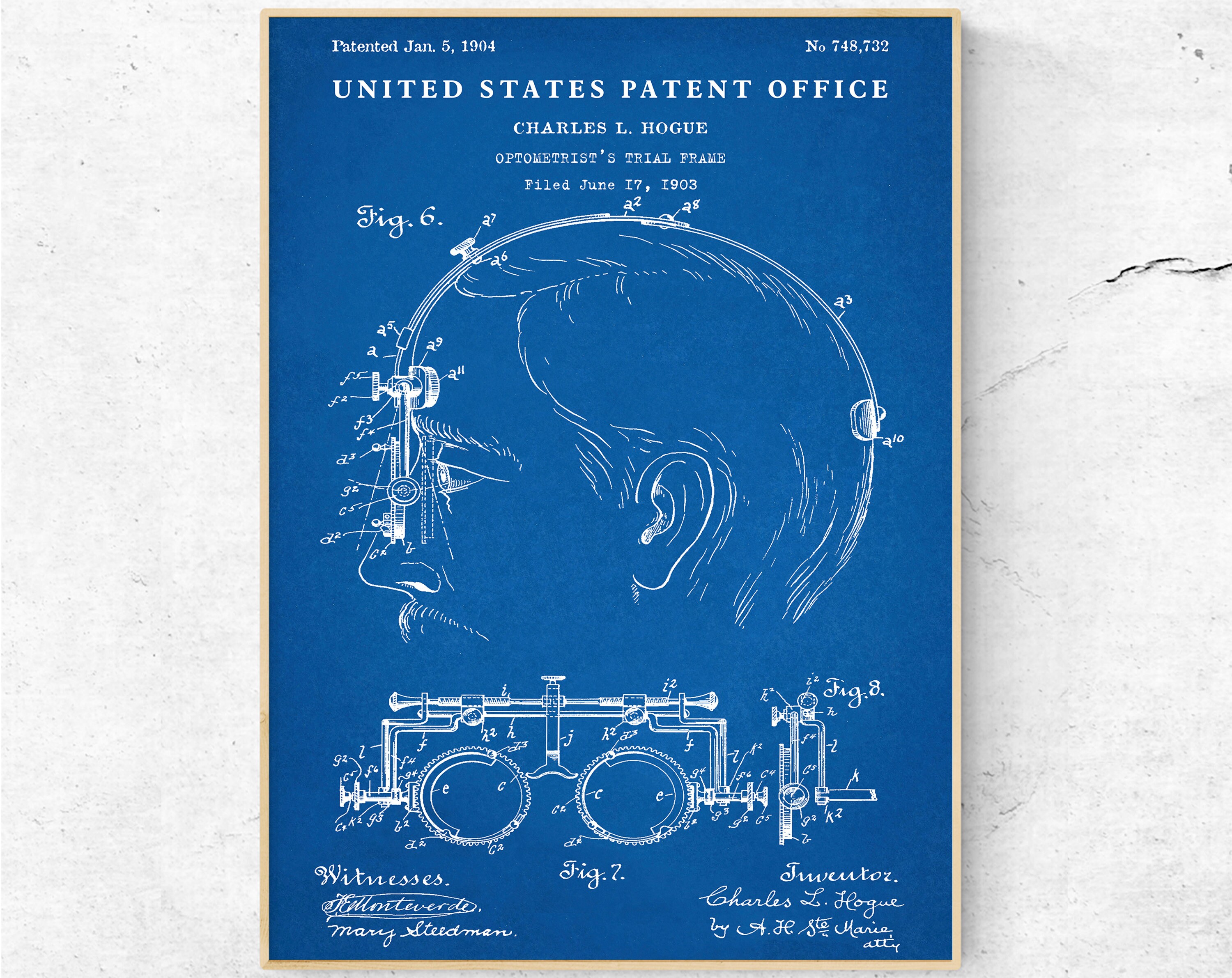 Optometrist Trial Frame Patent Print. Inventions Blueprint Poster. Eye ...