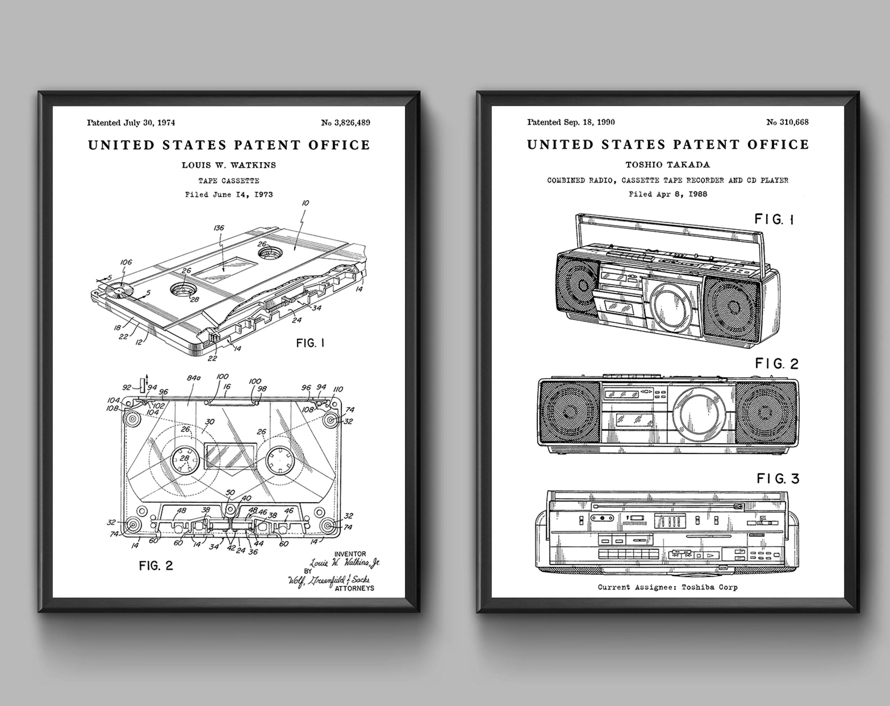Boombox & Cassette Tape Patent Wall Art, Audiophile 80s Gift, Analog ...