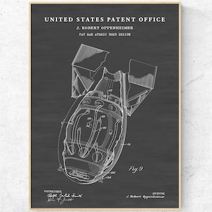 Atomic Bomb Fat Man Patent Print, World War Themed Weapons Invention ...