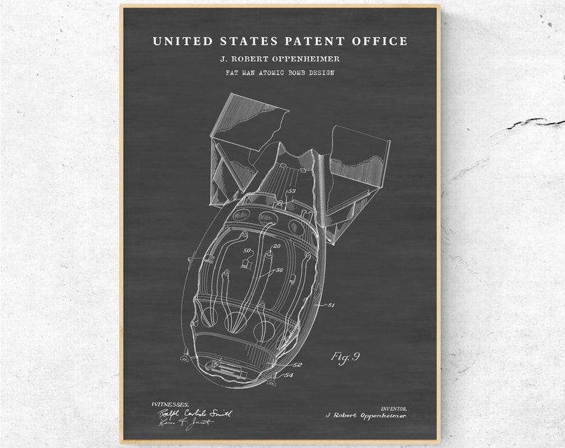 Atomic Bomb Fat Man Patent Print, World War Themed Weapons Invention ...