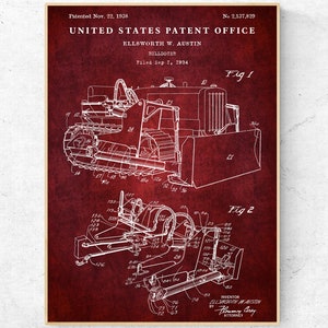 Bulldozer 1938 Patent Print. Heavy Equipment Inventions Earth Mover ...