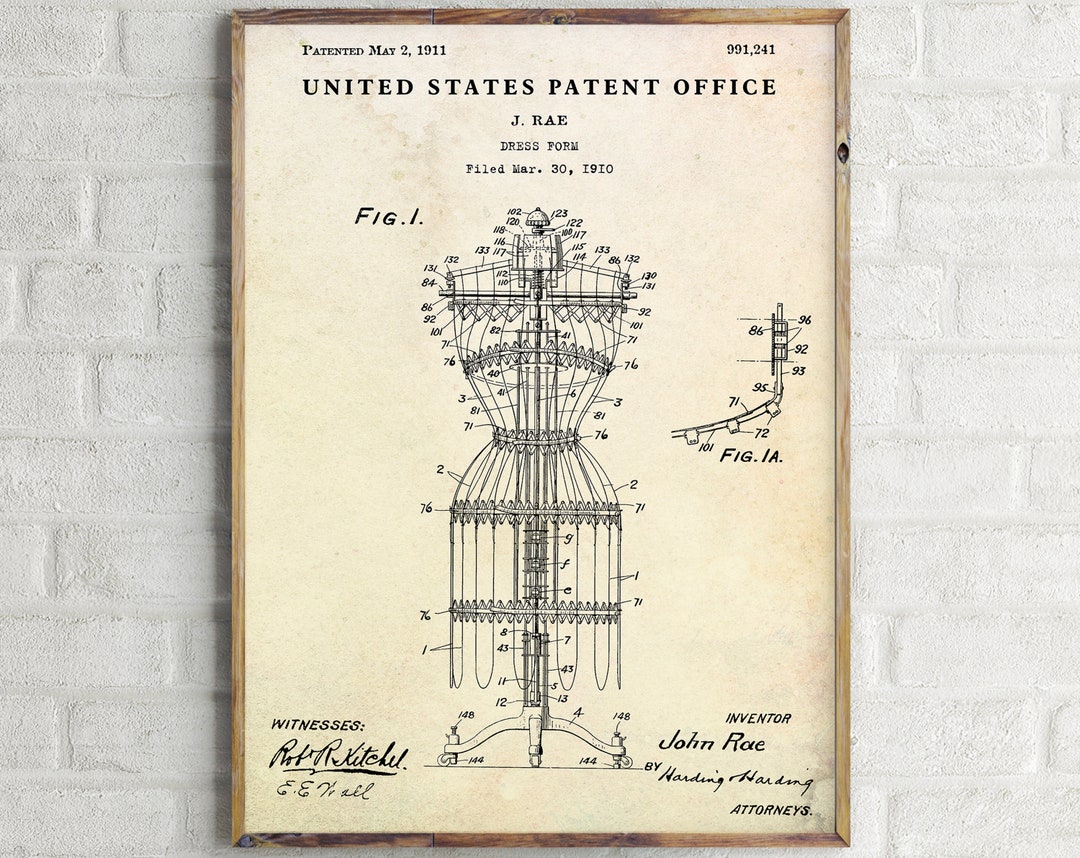 Fashion Patent Print. Dress Form Invention Blueprint Poster. Sewing ...