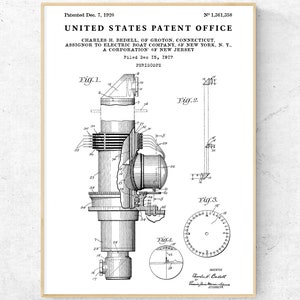 Periscope Patent Print. Vintage Submarine Blueprint Naval Wall Art ...