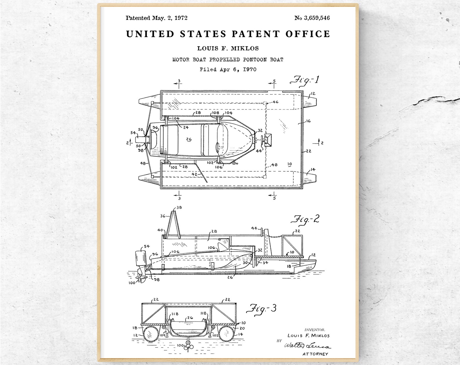 Pontoon Boat 1972 Patent Print. Inventions Blueprint Poster. - Etsy