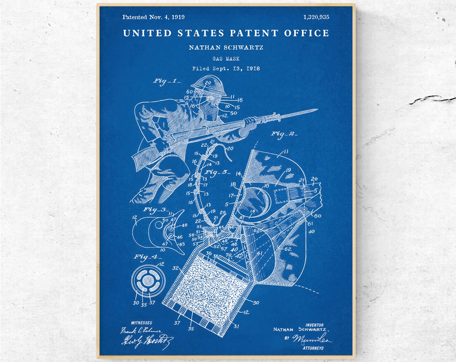 Vintage Military Patent Print. Steampunk Wall Art, Gas Mask Blueprint ...