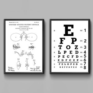 Snellen Eye Chart & Glasses Patent Wall Art, Optometry Wall Art ...