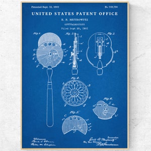 Ophthalmoscope Patent Poster. Optometry, Doctor Office Decor, Eye ...