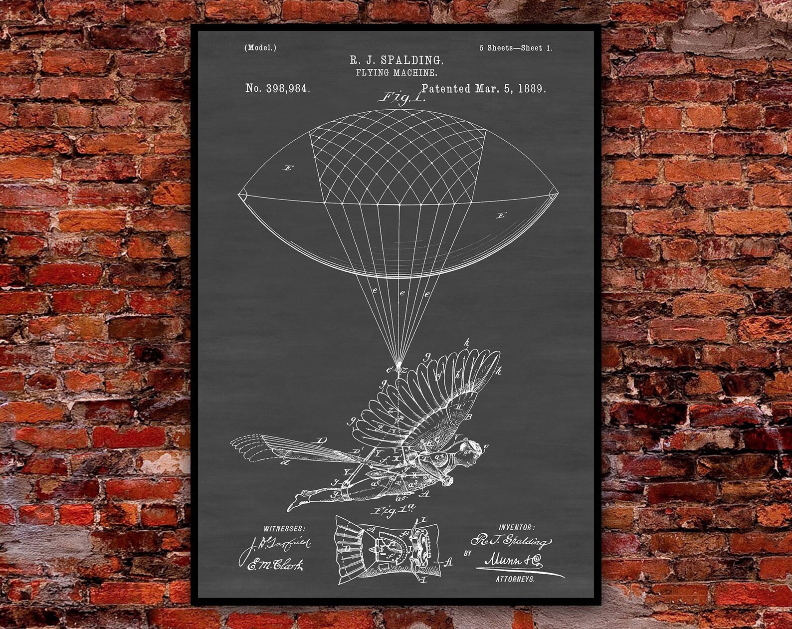 Steampunk Poster. Flying Machine Patent print. Vintage | Etsy