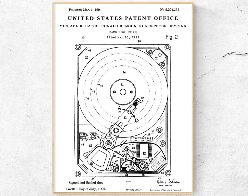 Hard Disk Drive Patent Print. Computer Wall Art Decor. HDD | Etsy