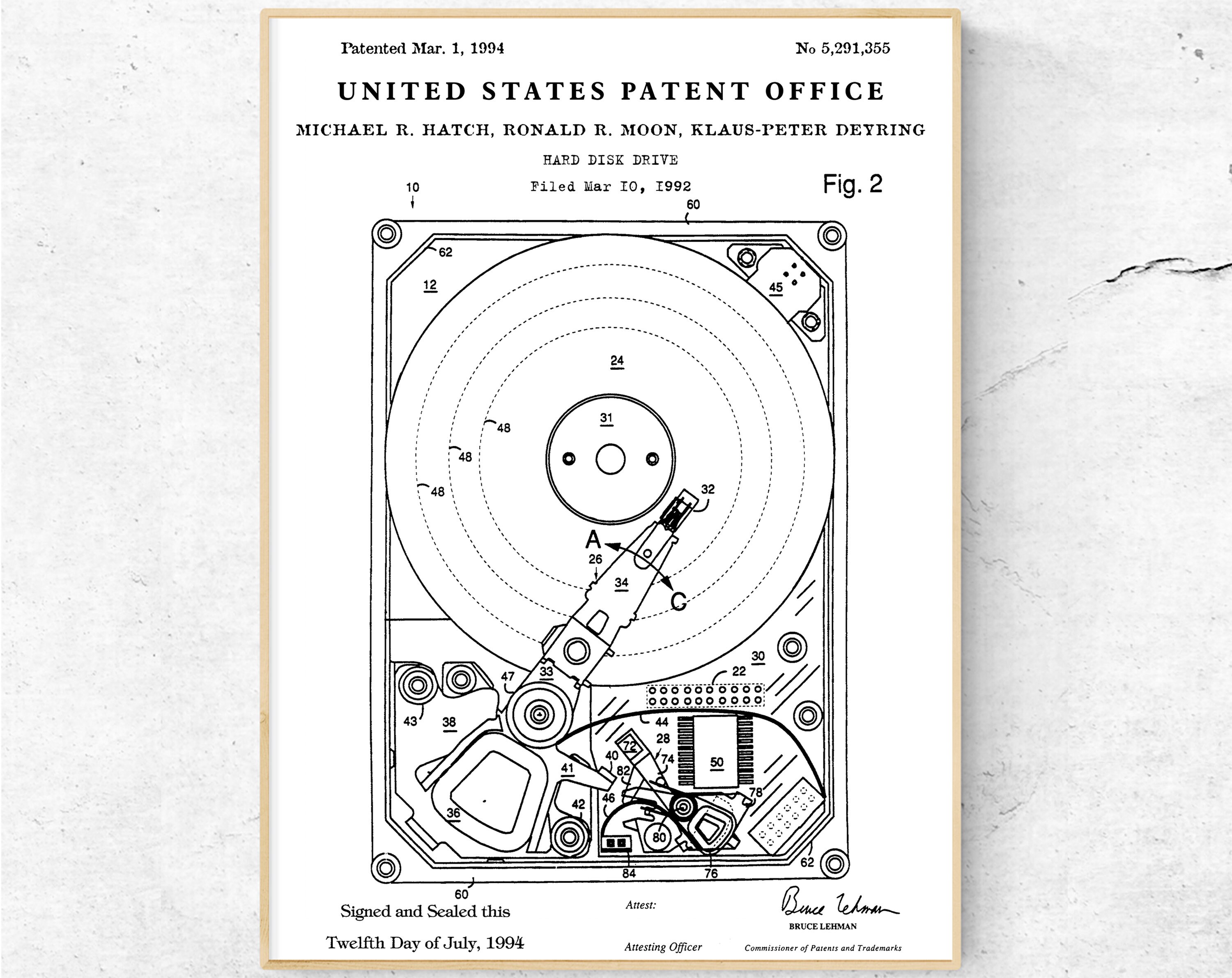 Hard Disk Drive Patent Print. Computer Inventions Wall Art Decor. HDD ...