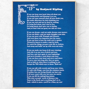 If Poem, 1895 Rudyard Kipling, Inspirational Wall Art Print, Victorian ...
