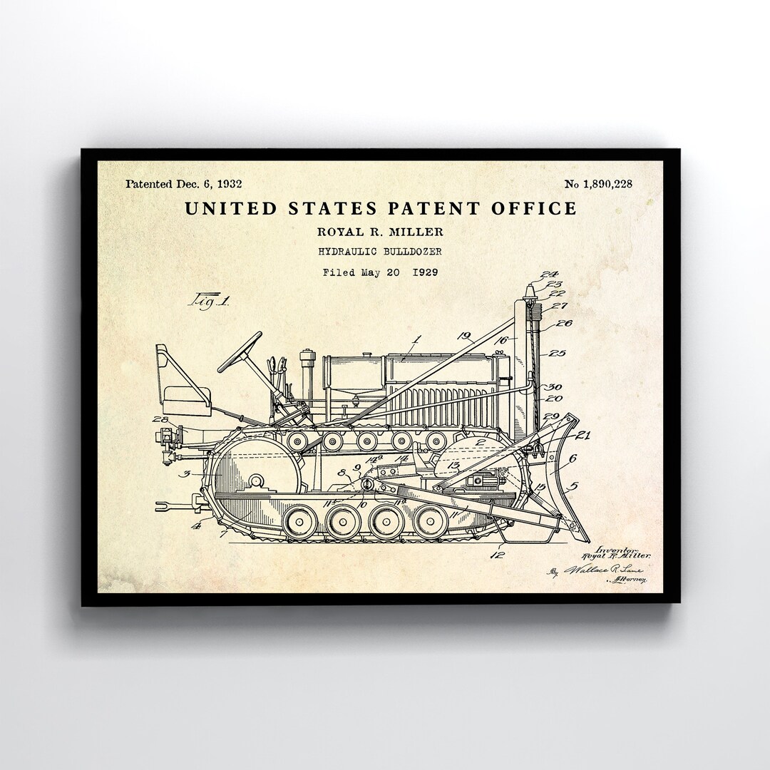 Bulldozer 1932 Patent Print. Earthmoving, Grading Inventions Blueprint ...