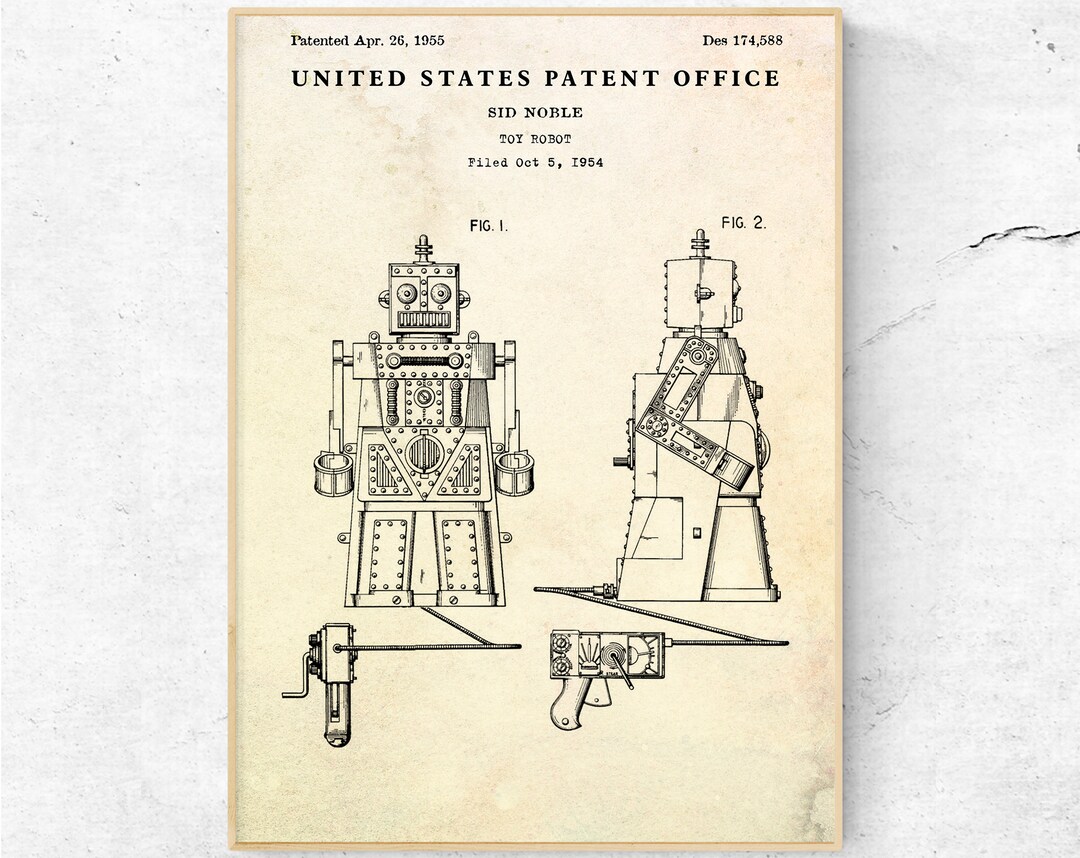 Robert the Robot Toy 1955 Patent Print. Vintage Sci-fi Toy Blueprint ...