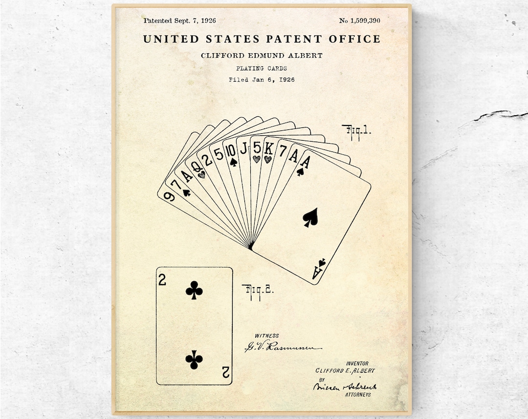 Playing Card 1926 Patent Print, Inventions Blueprint Poster, Cards ...