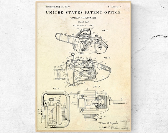 Chainsaw Patent Art Print. Blueprint Poster. Workshop Wall | Etsy