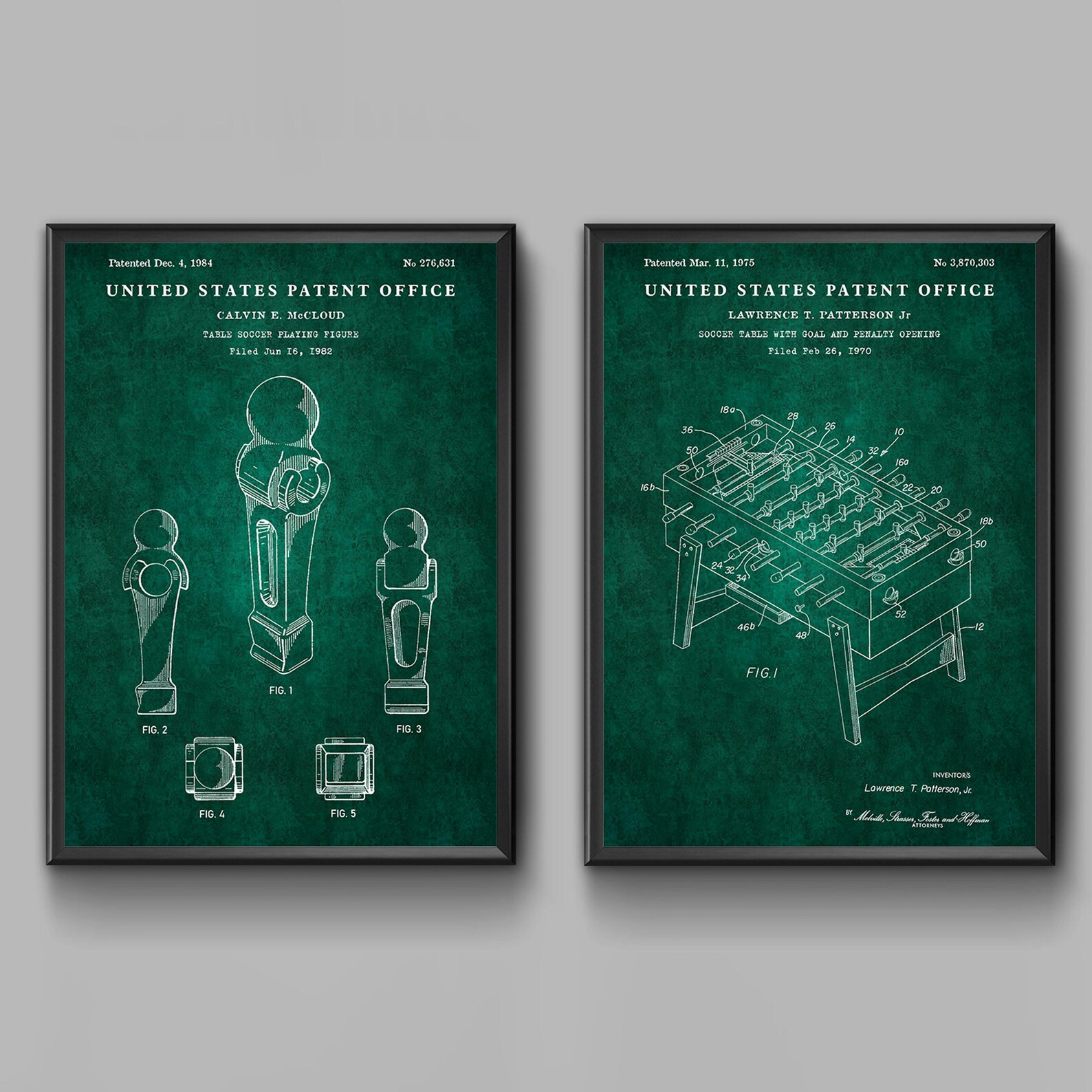 Foosball Table & Figure Patent Wall Art. Table Soccer Game Blueprint ...