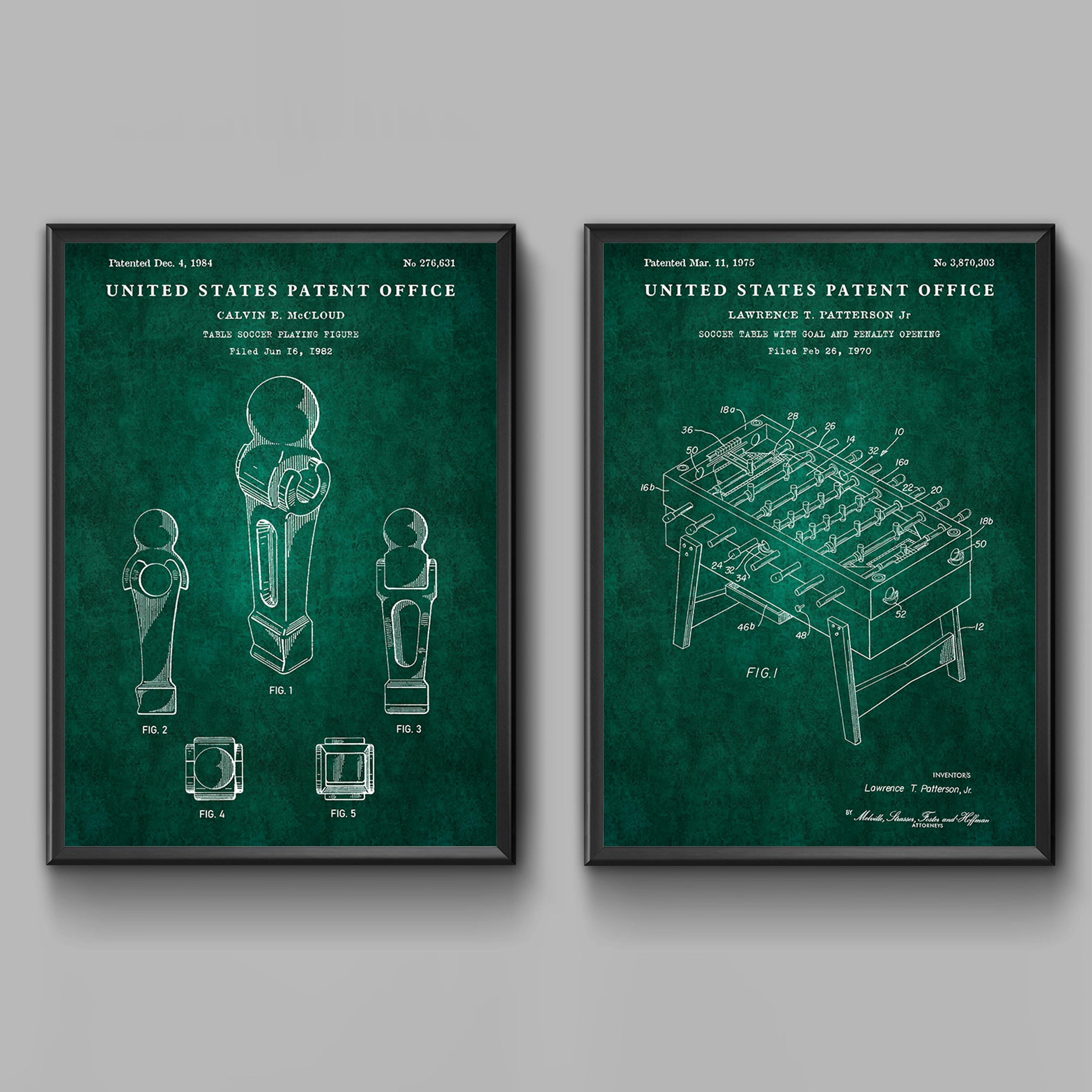 Foosball Table & Figure Patent Wall Art. Table Soccer Game Blueprint ...