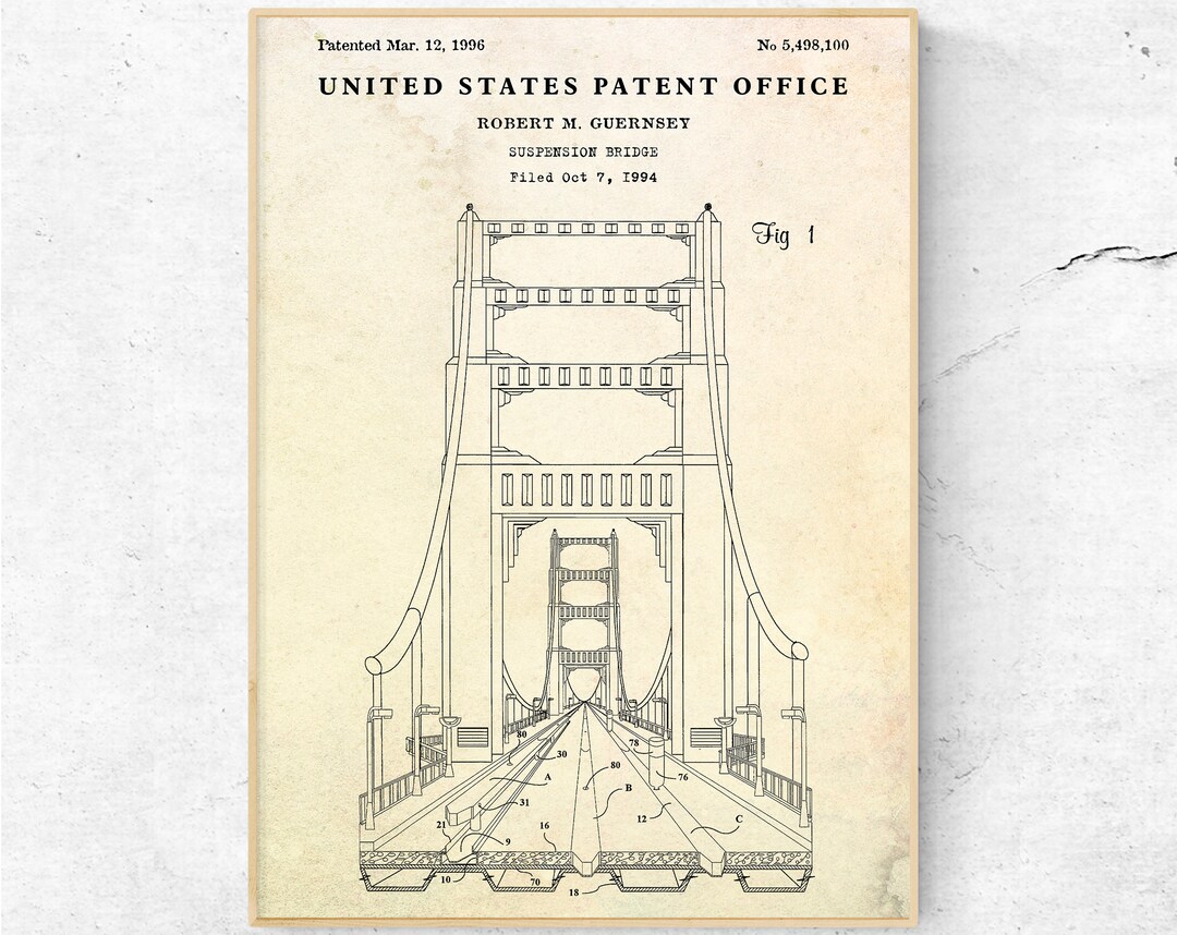 Suspension Bridge 1996 Patent Print. Industrial Inventions Blueprint ...