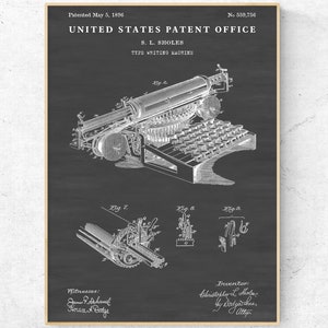 Type Writing Machine Patent Print. Vintage Qwerty Typewriter Inventions ...